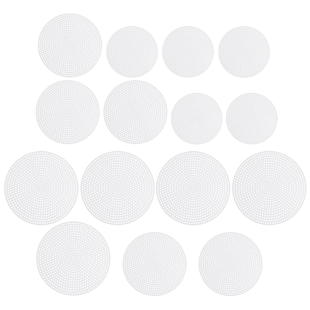 15 Pcs Round Plastic Mesh Cross Stitch Canvas Shapes Yarn Crafting Mat ...