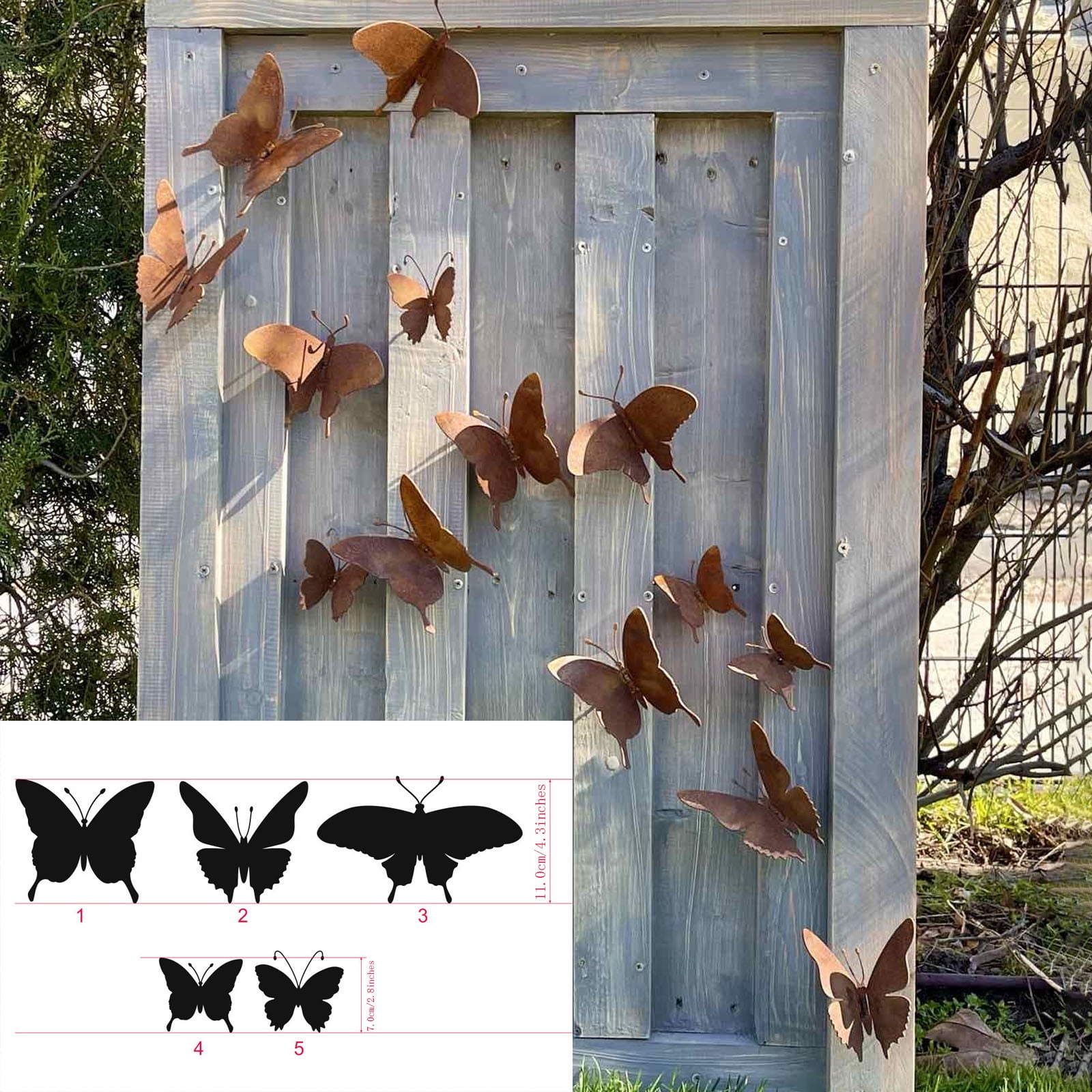 15 Pcs Rustic Metal Butterfly Outdoor Wall Art Decor Rusty Metal Garden ...