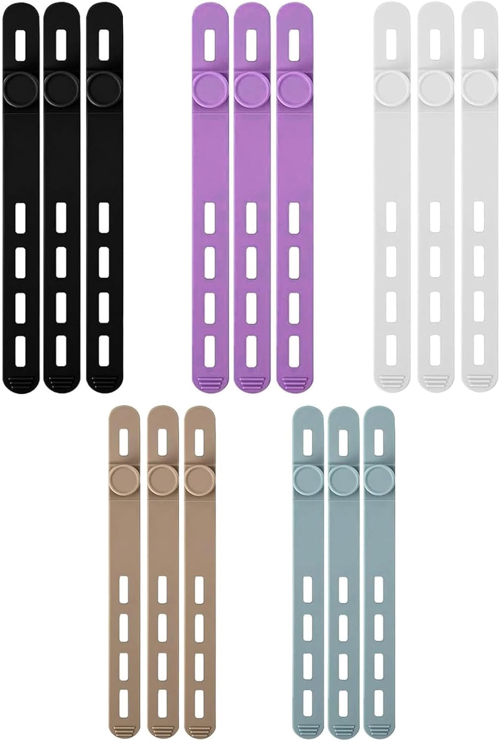 15 Pcs Silicone Cable Ties, Reusable Cord Organizers for Charger Cables ...