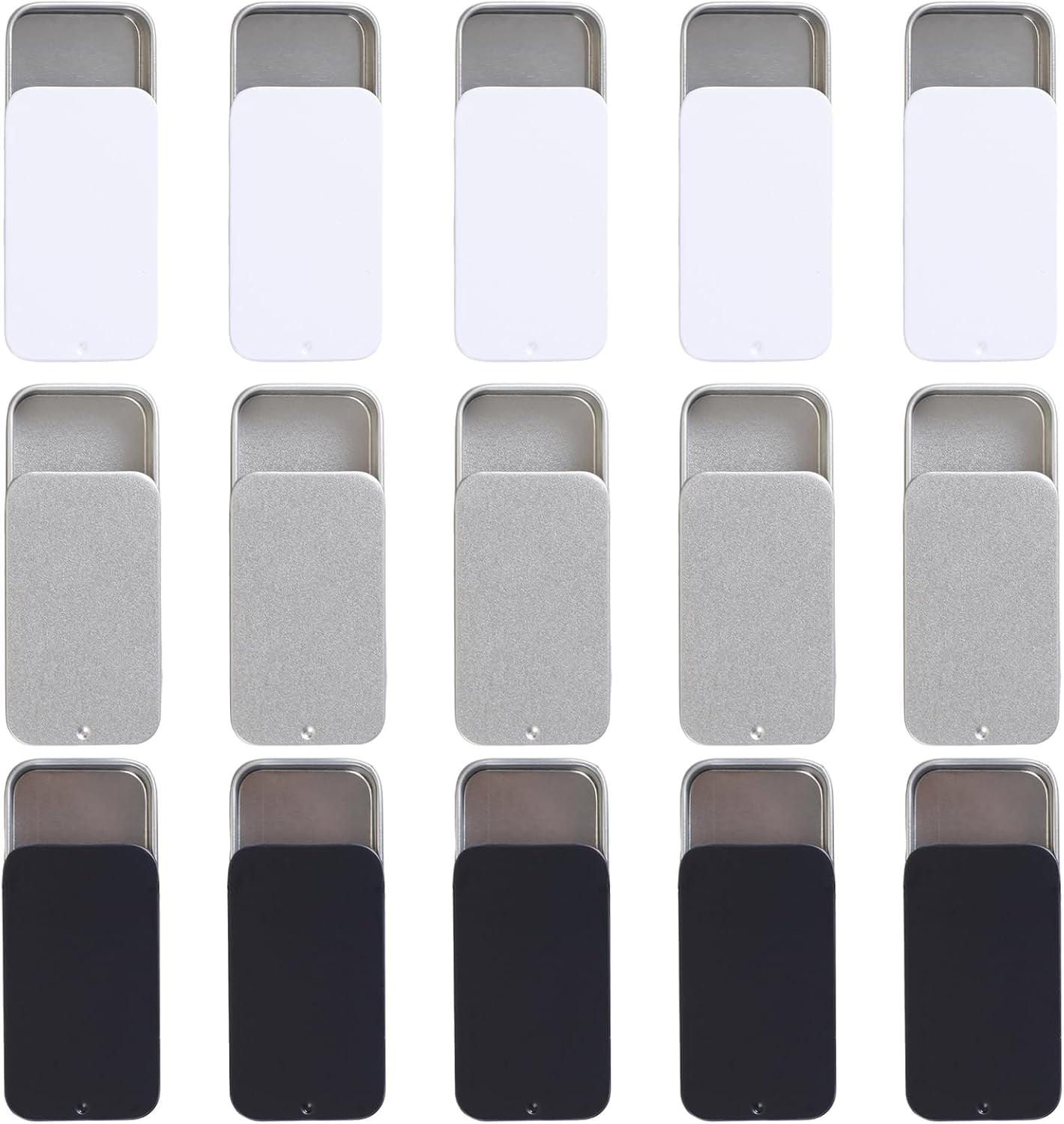 15 Pcs Slide Top Tin Containers Mini Metal Tin Box Containers Storage ...