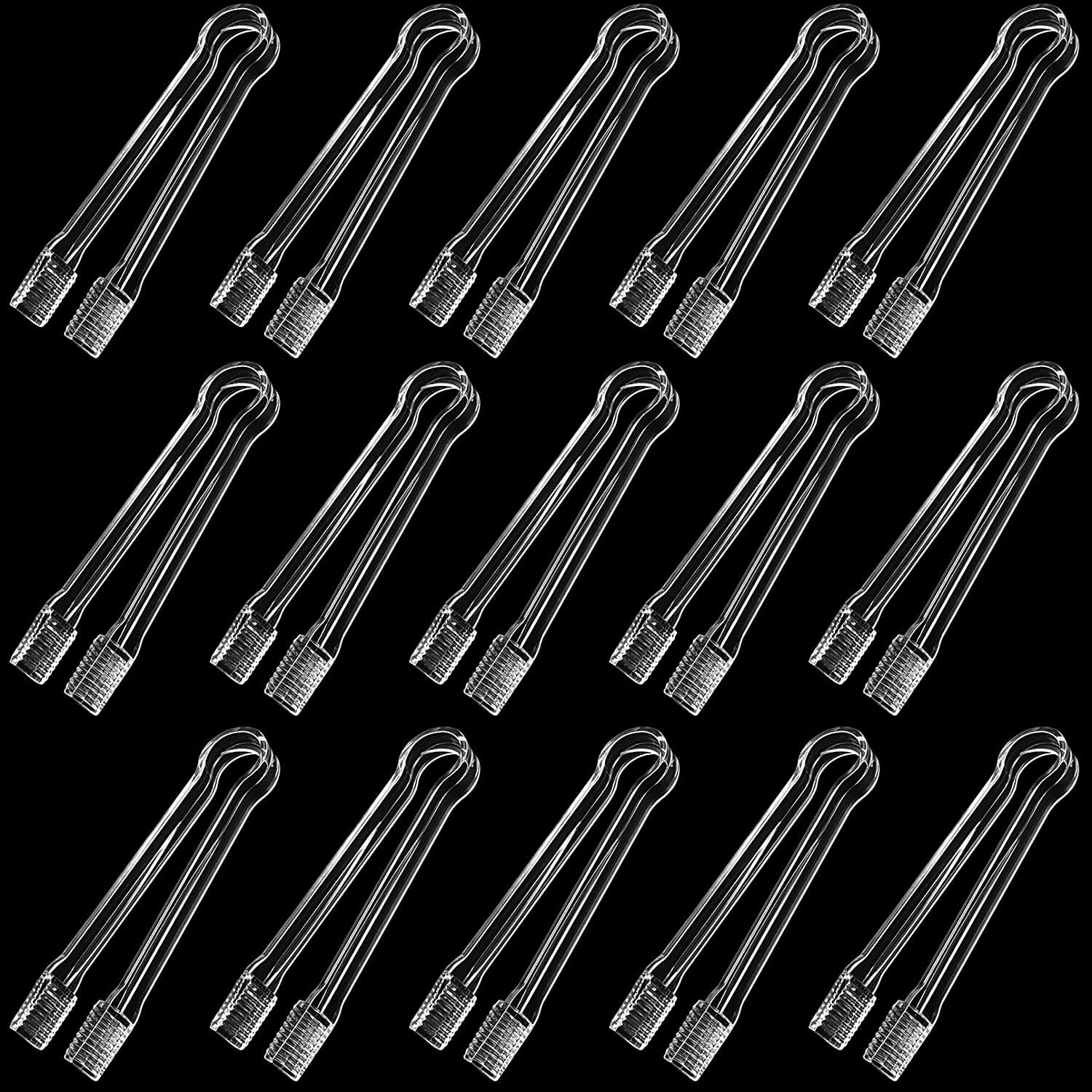 15 Pcs Small Plastic Tongs,Mini Plastic Buffet Serving Tong,Clear ...