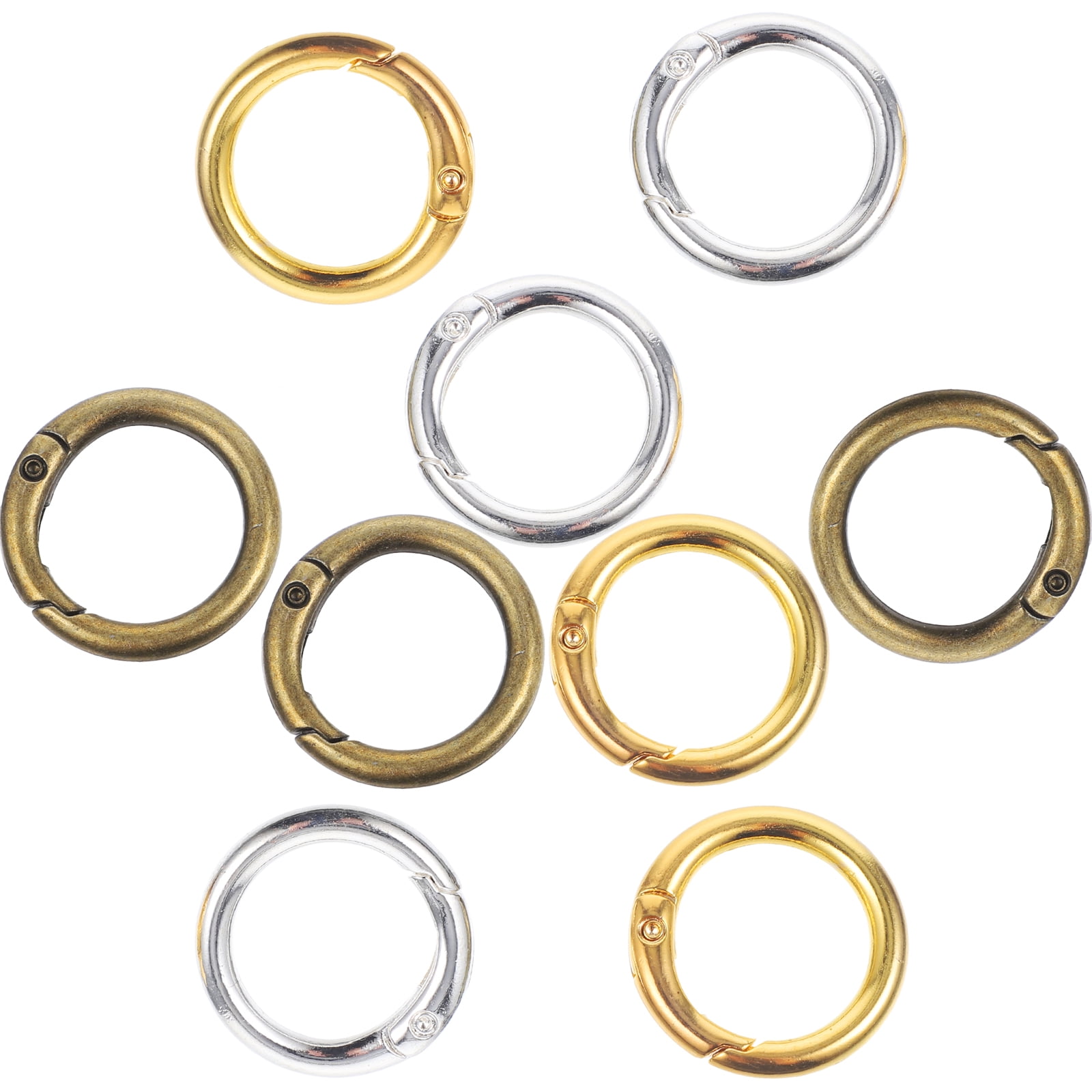 15 Pcs Sprung Key Rings Round Spring DIY Bag Buckles Snall Alloy ...