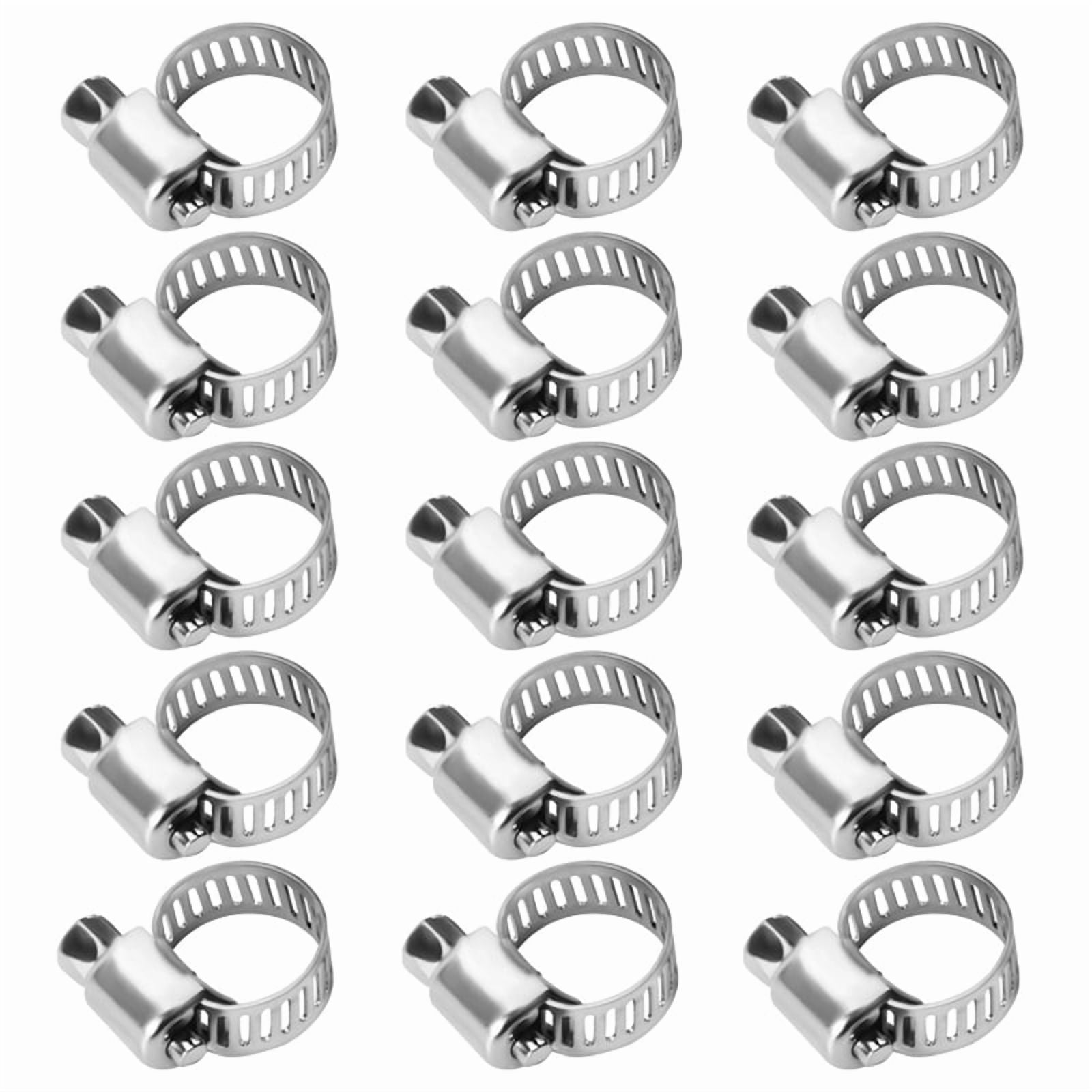 15 Pcs Stainless Steel 8mm to 12mm Hose Pipe Clamps Clips Fastener ...