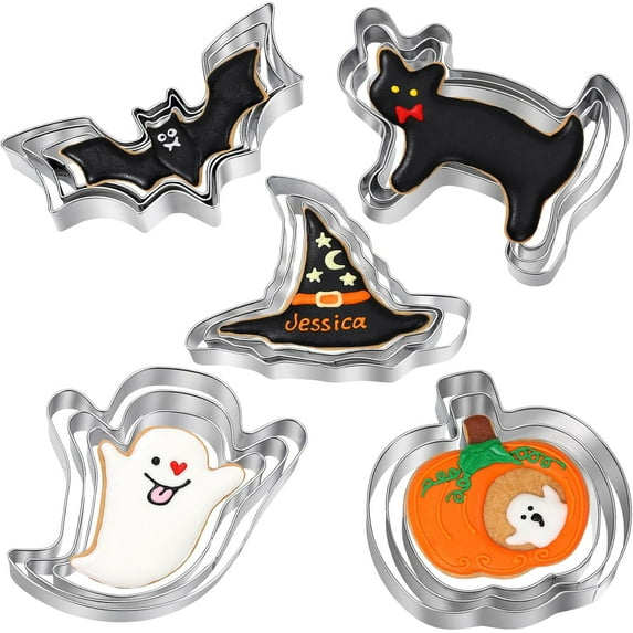 15 Pcs Stainless Steel Halloween Cookie Cutters Set with 5 Shapes ...