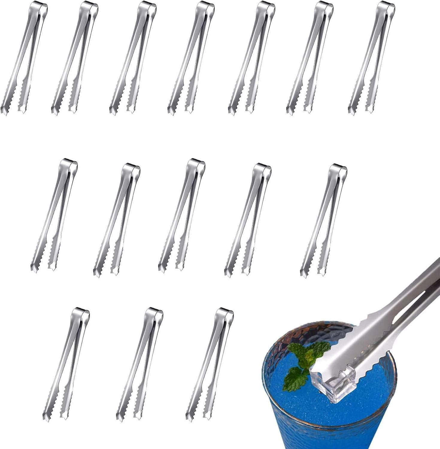 15 Pcs Stainless Steel Ice Tongs,Kitchen Tongs,Wedding, Party,Sugar ...