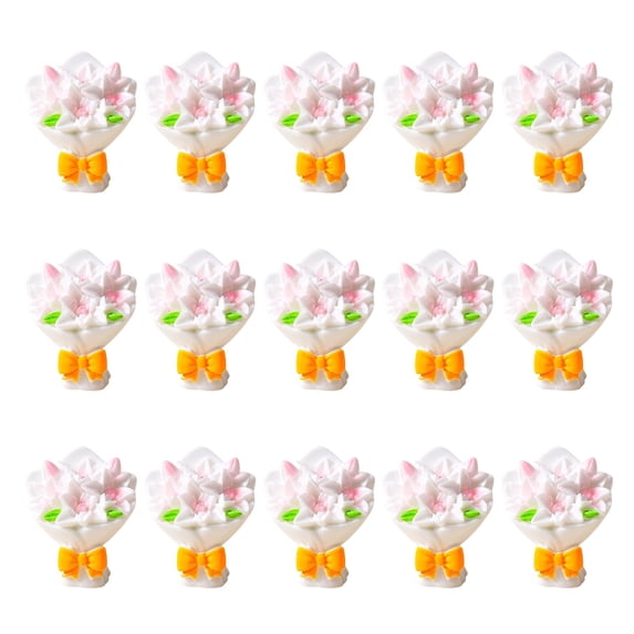15 Pcs Valentine's Day Favors Mini Resin Potted Heart Flower Statues ...