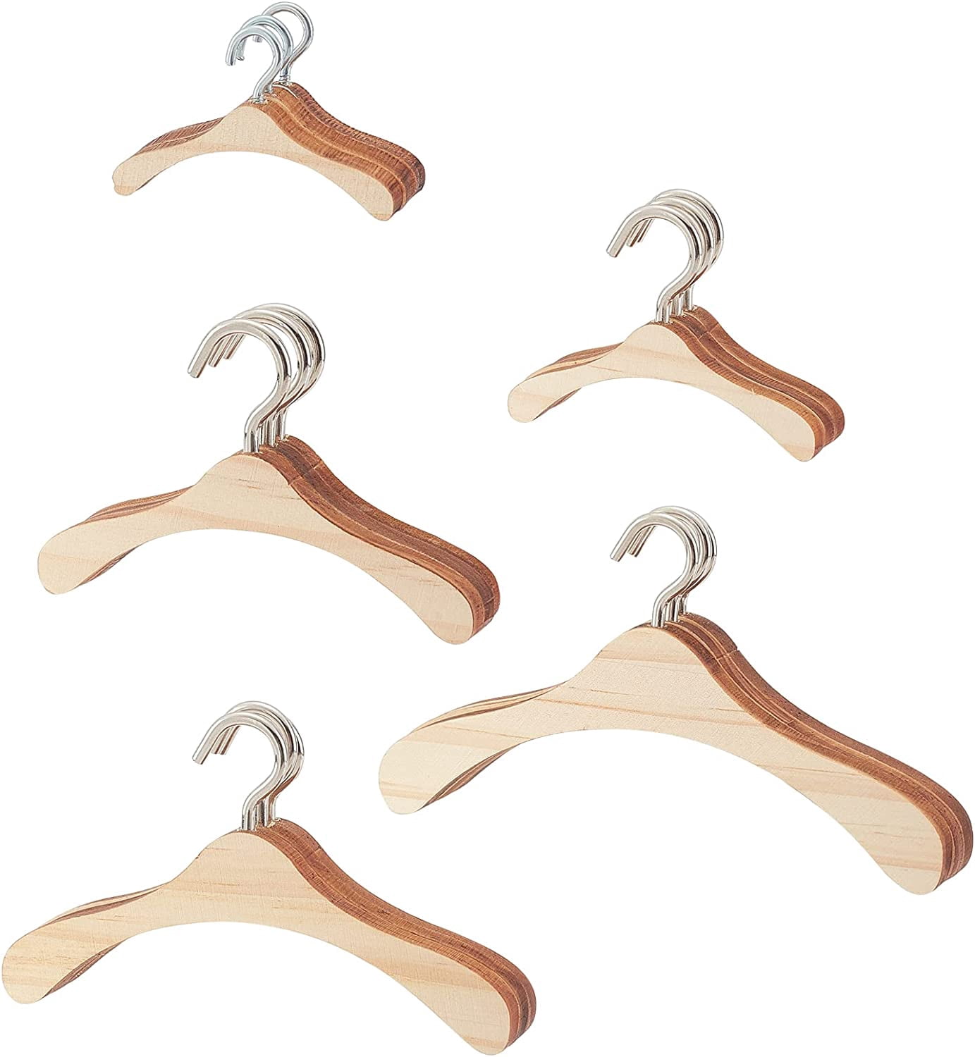 15 Pcs Wood Apparel Hangers 5 Sizes 4.7 inch Clothes Hangers Space ...