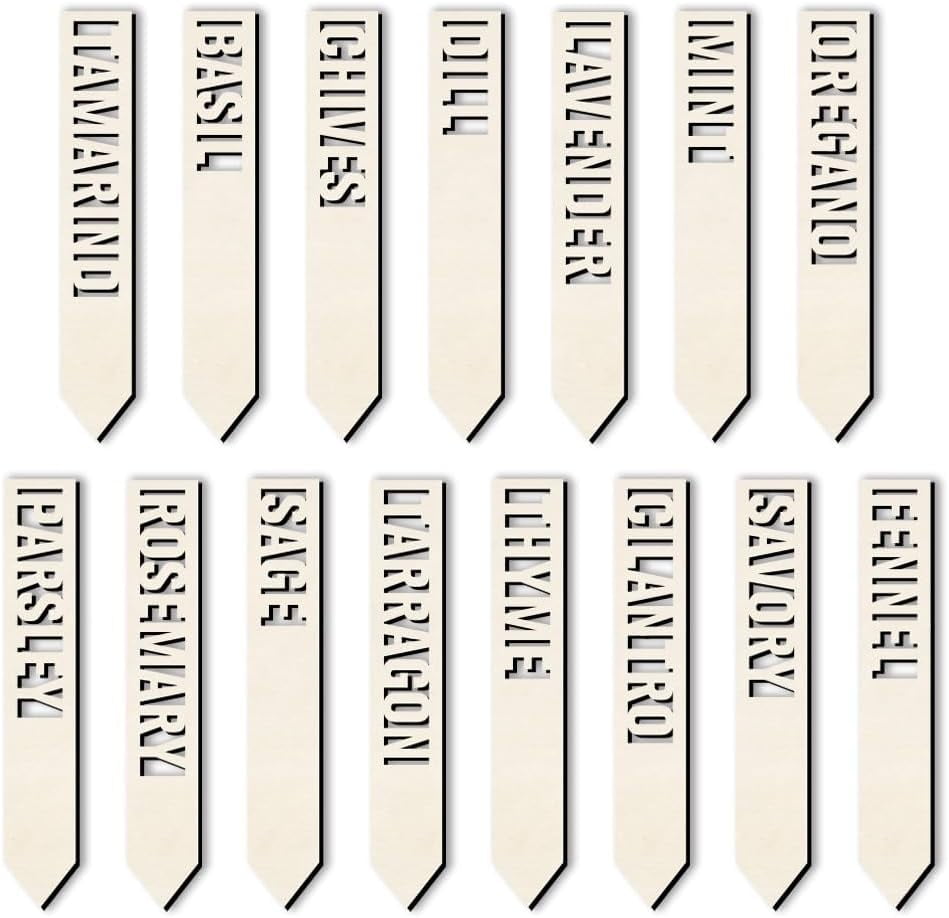15 Pcs Wood Plant Herb Labels 15 Styles Wooden Garden Signs with ...
