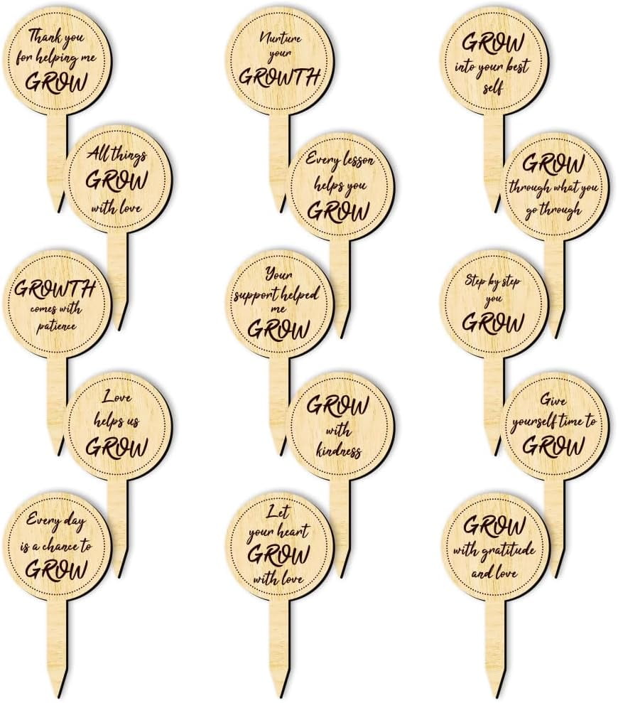 15 Pcs Wood Plant Labels 15 Styles Garden Labels with Interesting Words ...