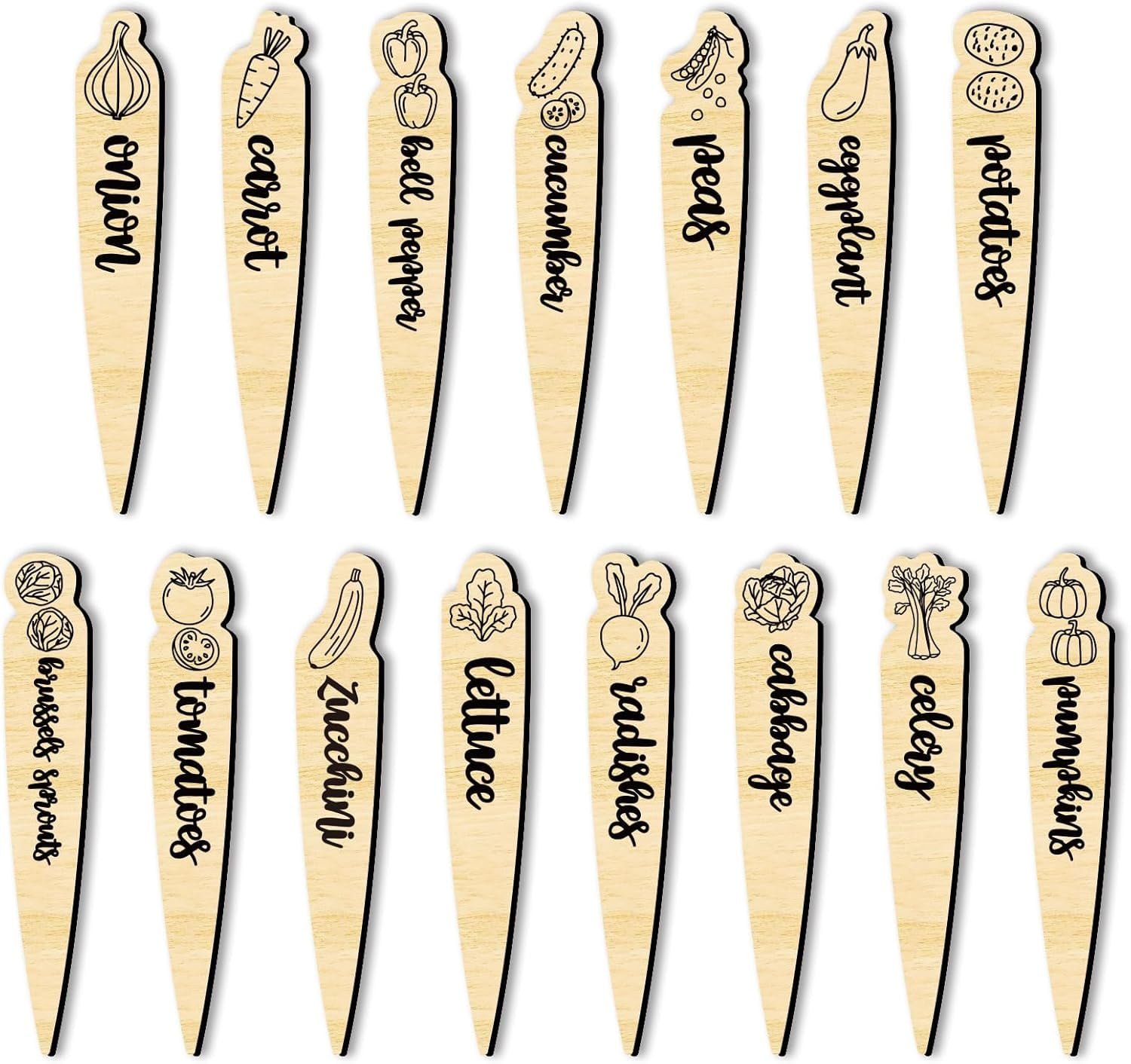 15 Pcs Wood Plant Labels 15 Styles Garden Labels Sign with Vegetable ...