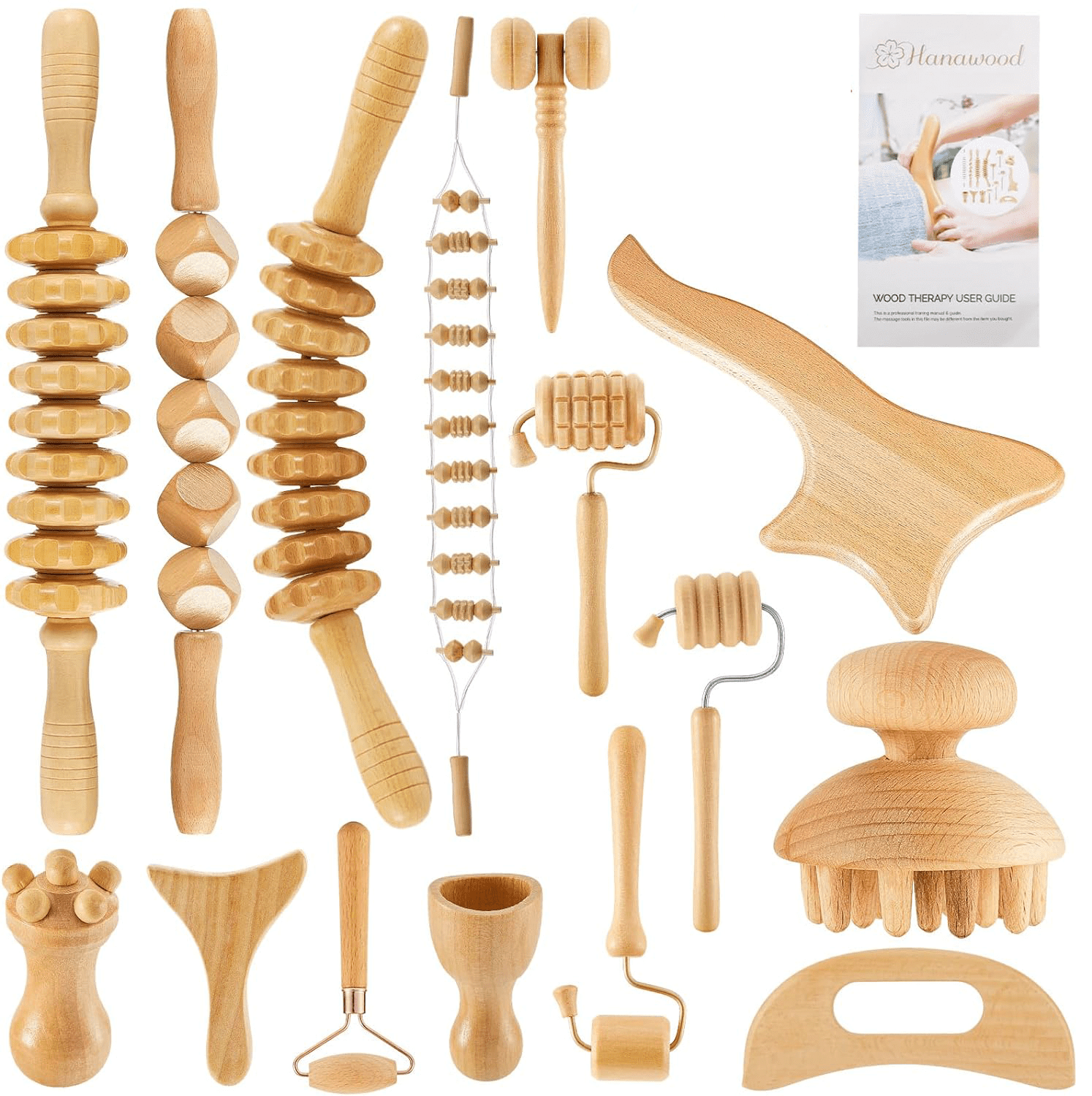 15 Pcs Wood Therapy Massage Tools Set Maderoterapia Kit Therapy Tools ...