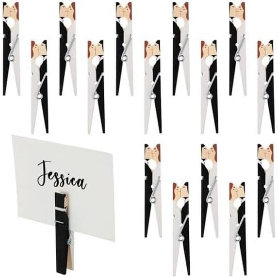 15 Pcs Wooden Bride & Groom Clothespins - Wedding Place Card/Table ...