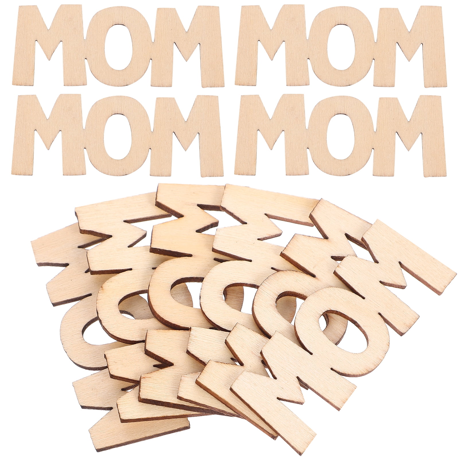 Khaki Wood Window Fragments for Decoration 15 Pieces Mom Letters ...