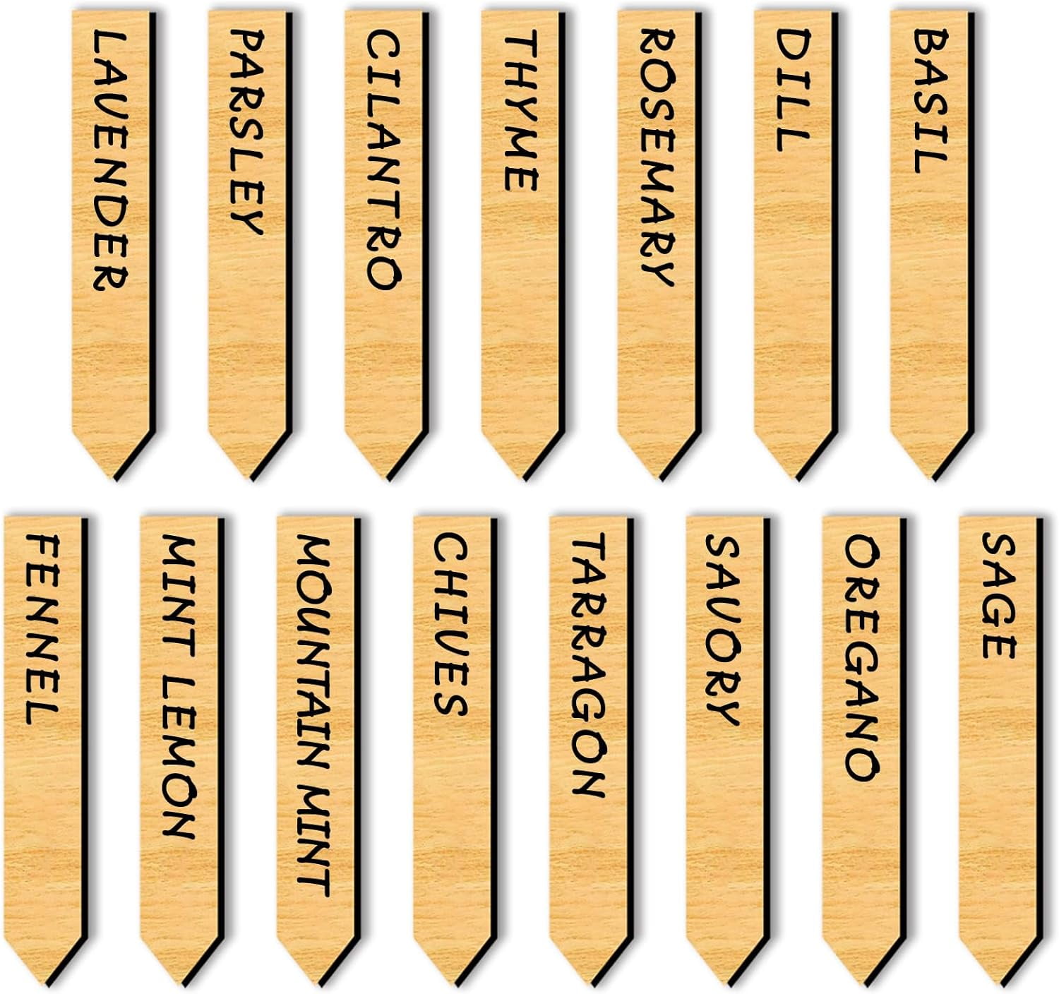 15 Pcs Wooden Plant Name Tags 15 Styles Words Printed Plant Markers ...