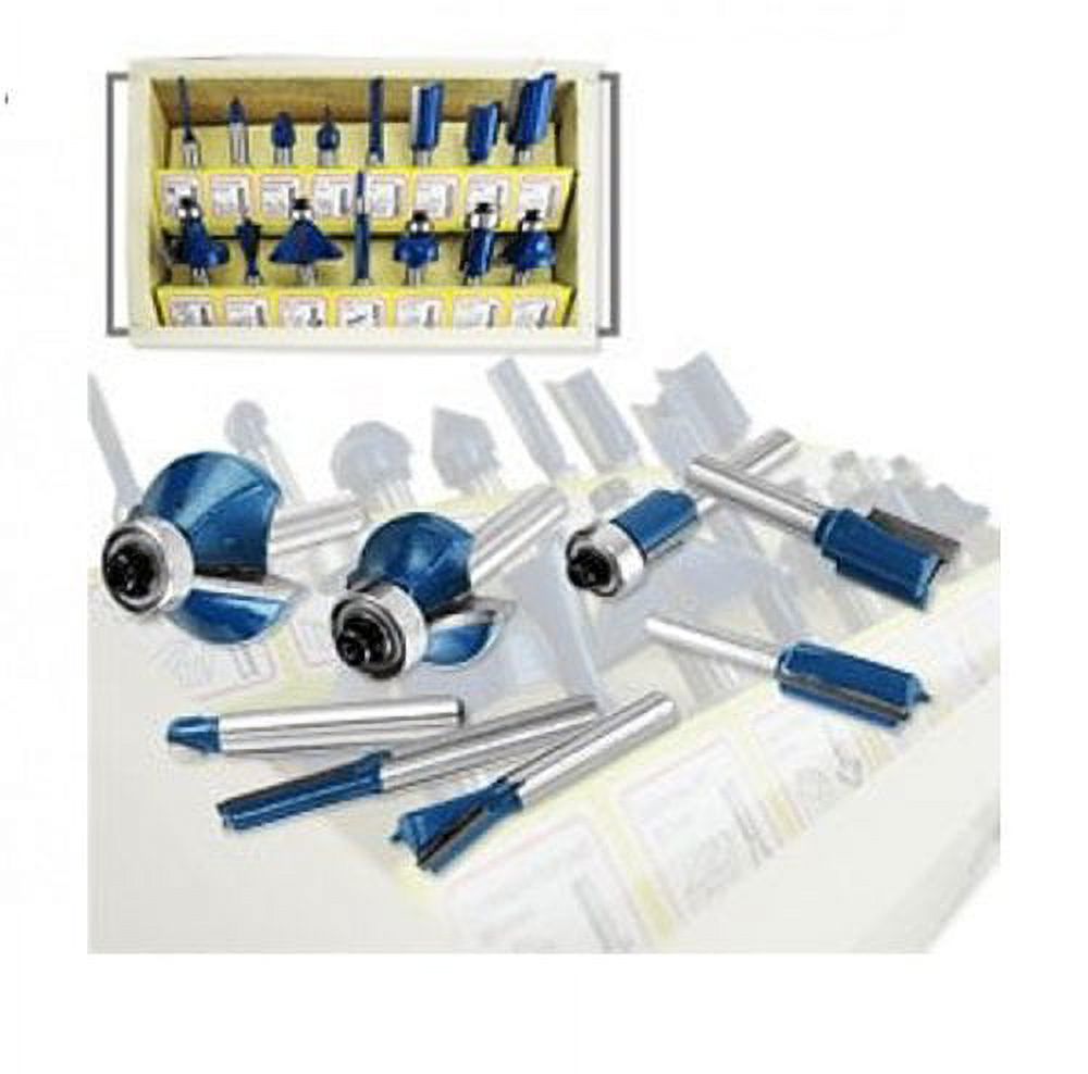 15 Piece 1/4" Tungsten Carbide Router Bit Set and Organizing Case & Hex ...