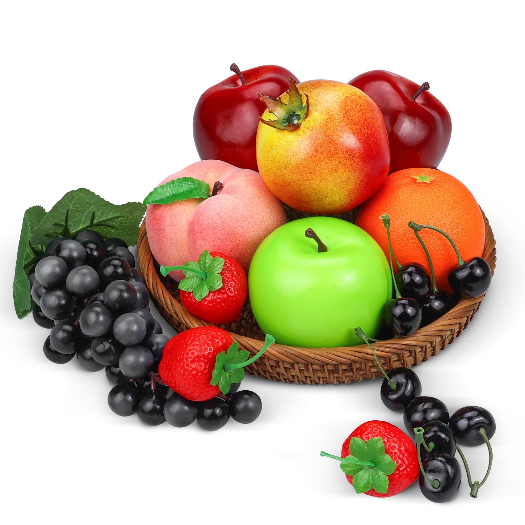 15-Piece Artificial Fruit Set - Realistic Fake Mixed Fruits for Home ...