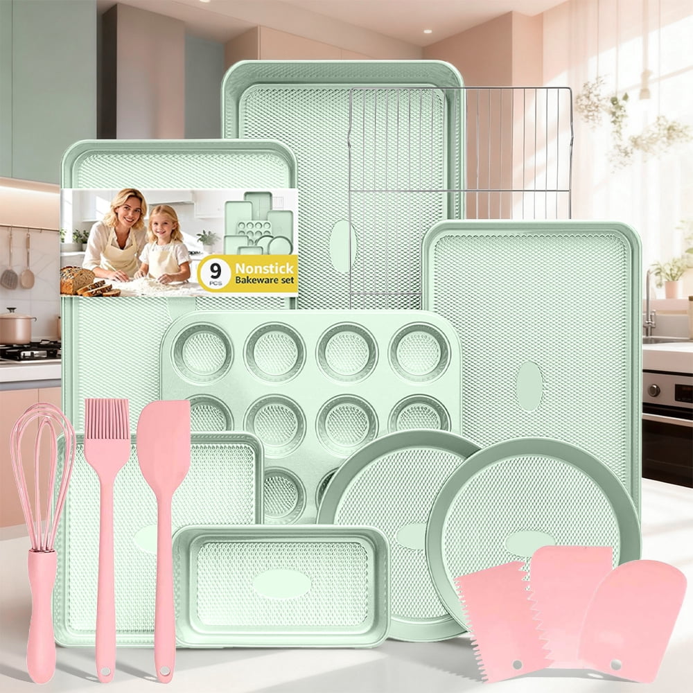15-Piece Baking Pans Set Nonstick, Stackable Non Toxic Bakeware Sets ...
