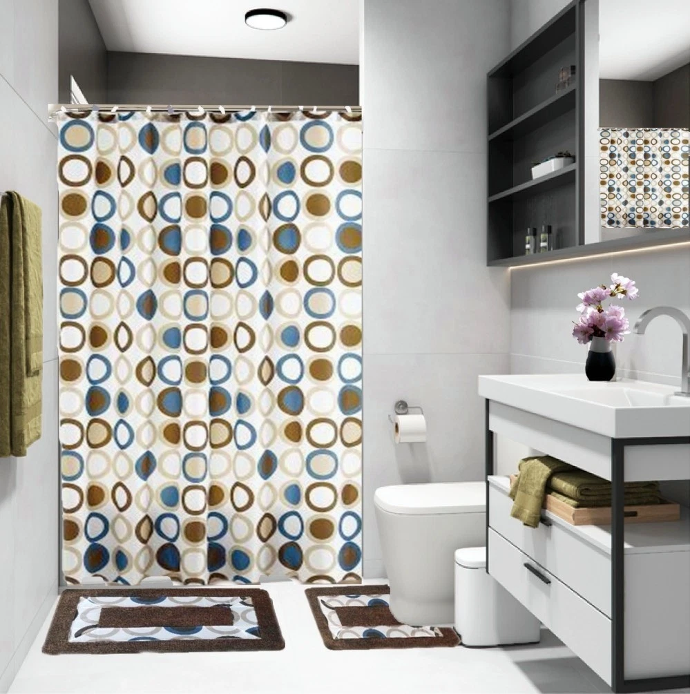 Gorgeous Home Linen 15-Piece Bathroom Set, Fabric Shower Curtain, 2 Non ...