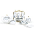 15 Piece Blue Rose Porcelain Coffee & Tea Serving Set for 6 - Walmart.com