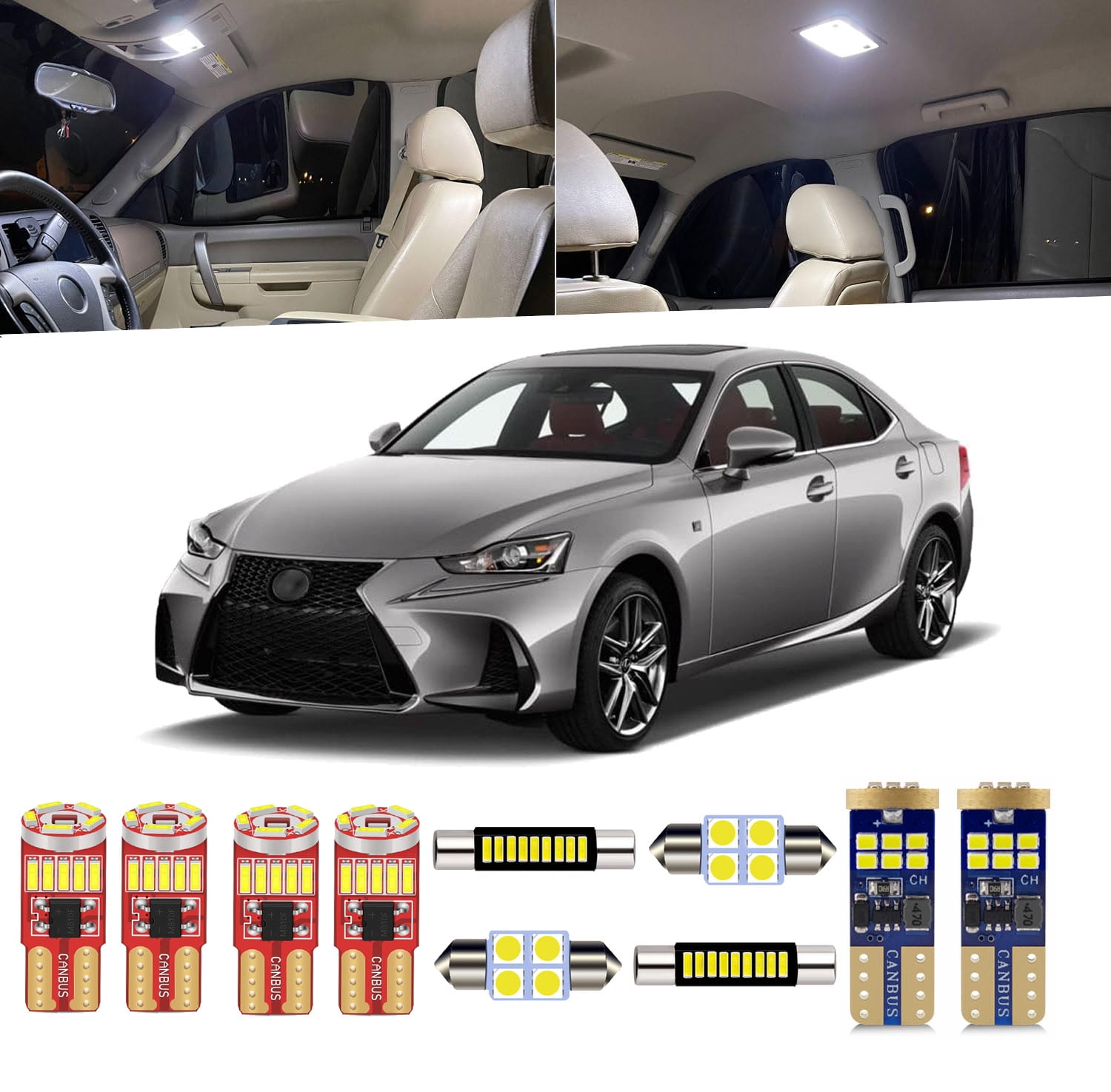 15 Piece Car Interior LED Lights Kit for Lexus IS250/ IS350/ ISF 2014 ...