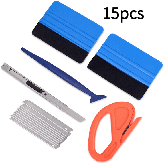 15-Piece Car Window Tint Kit, Includes Felt Squeegee, Retractable ...