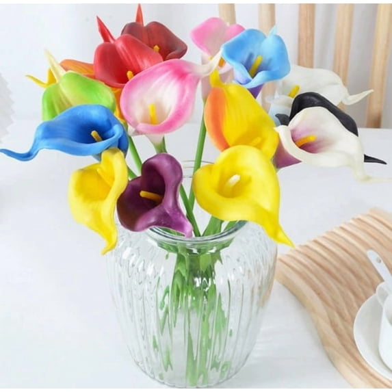 15-Piece Colorful Mini Artificial Calla Lilies - Perfect for Home Decor ...