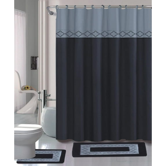 15 Piece Complete Bathroom Bundle Set Printed Design Assorted Colors ...