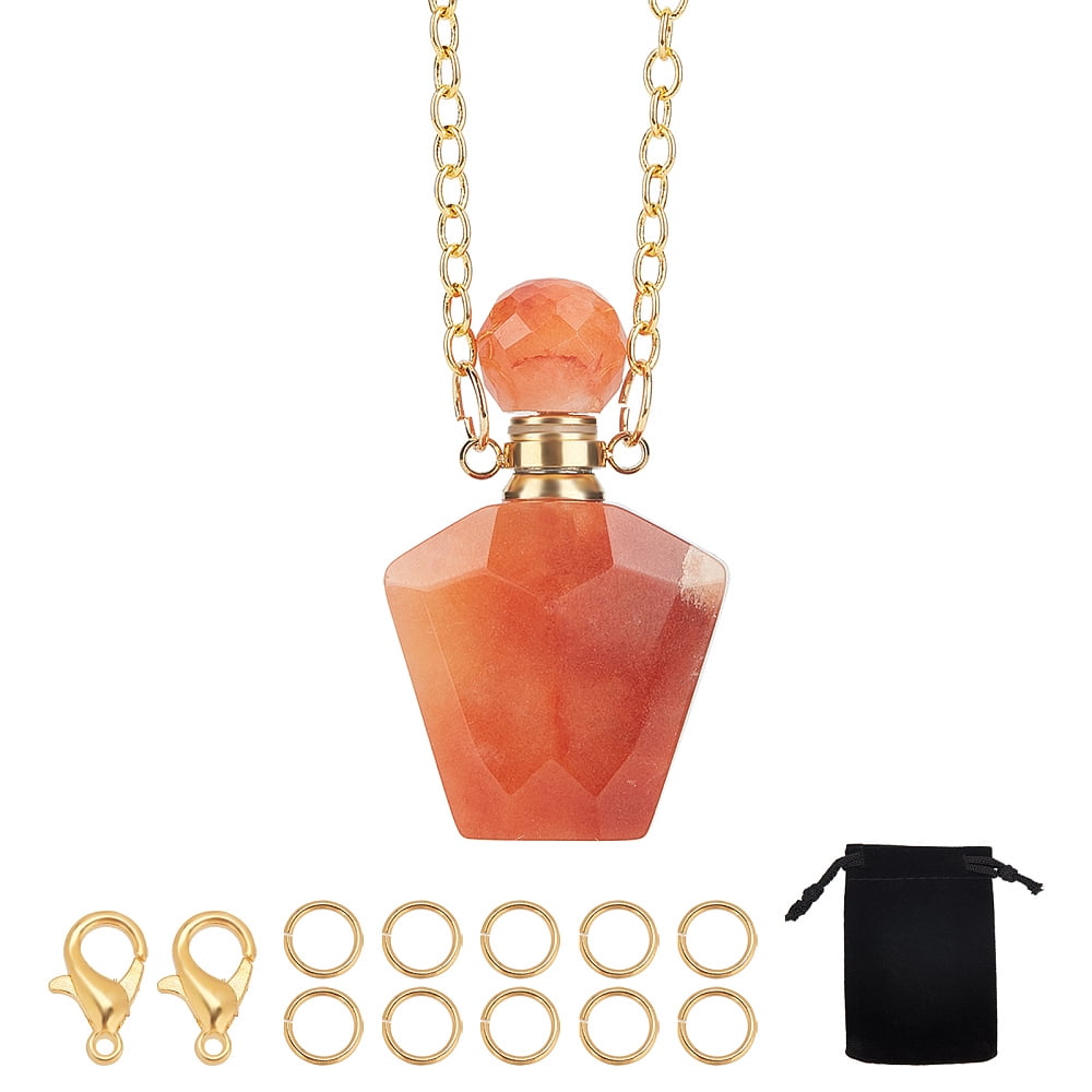 15 Piece DIY Natural Yellow Jade Perfume Bottle Pendant Necklaces ...