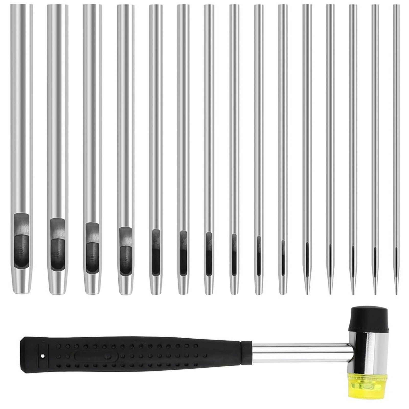 15-Piece Hole Punch Set, Leather Punch Set,0.5 mm to 6 Mm, Round Steel ...