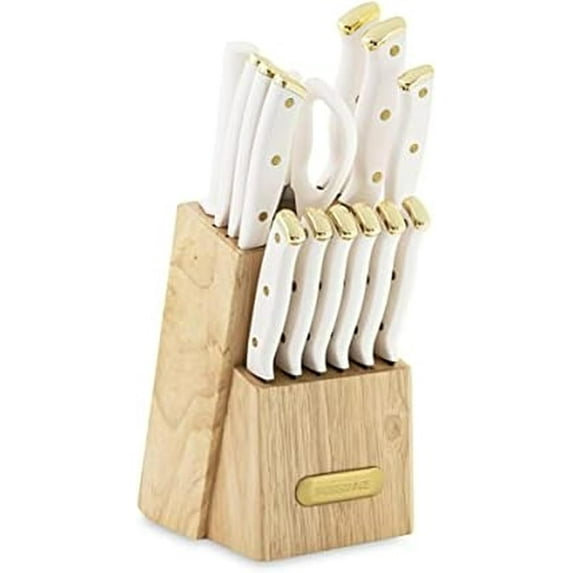 15-Piece Knife Block Set Triple-Riveted High-Carbon Stainless Steel ...