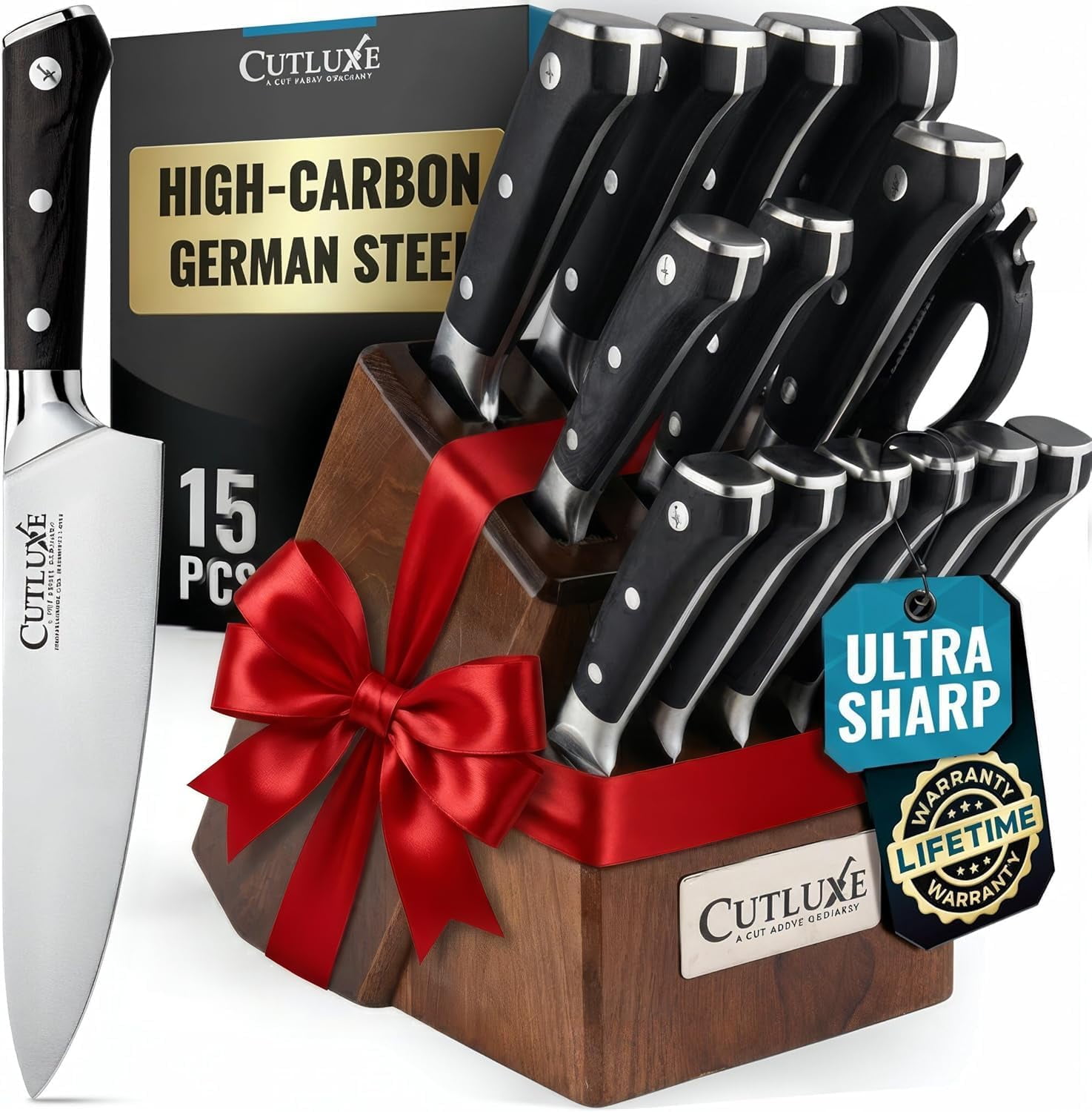 15-Piece Knife Set – High Carbon German Steel Blades, Full Tang Design ...