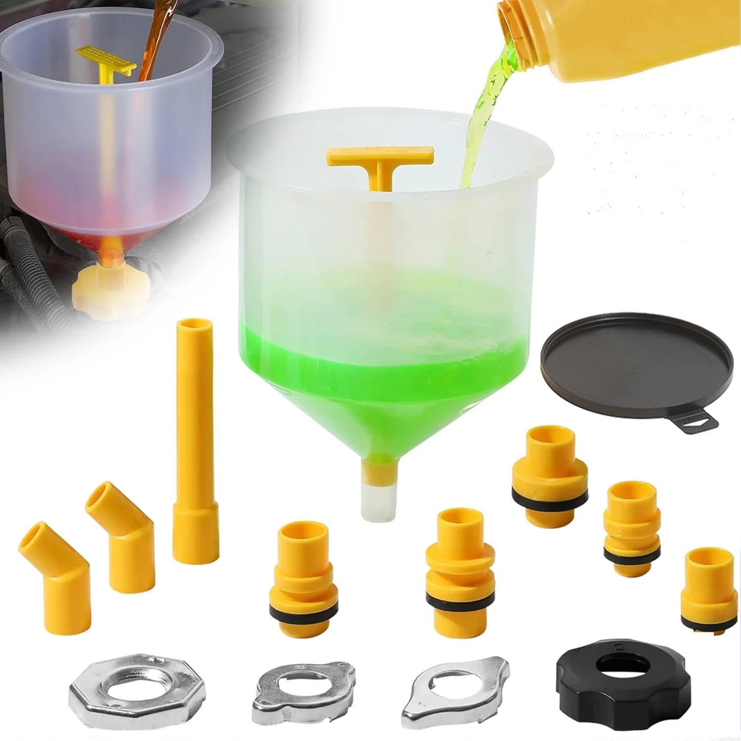 15-Piece No-Spill Coolant Funnel Kit for Radiator Burping & Filling ...