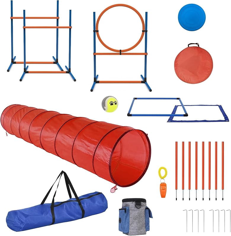 15 Piece Pets Agility Training Equipment, Obstacle Course Kit with ...