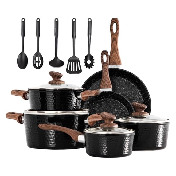 15 Piece Pots and Pans Set Non Stick, Induction Nonstick Kitchen ...