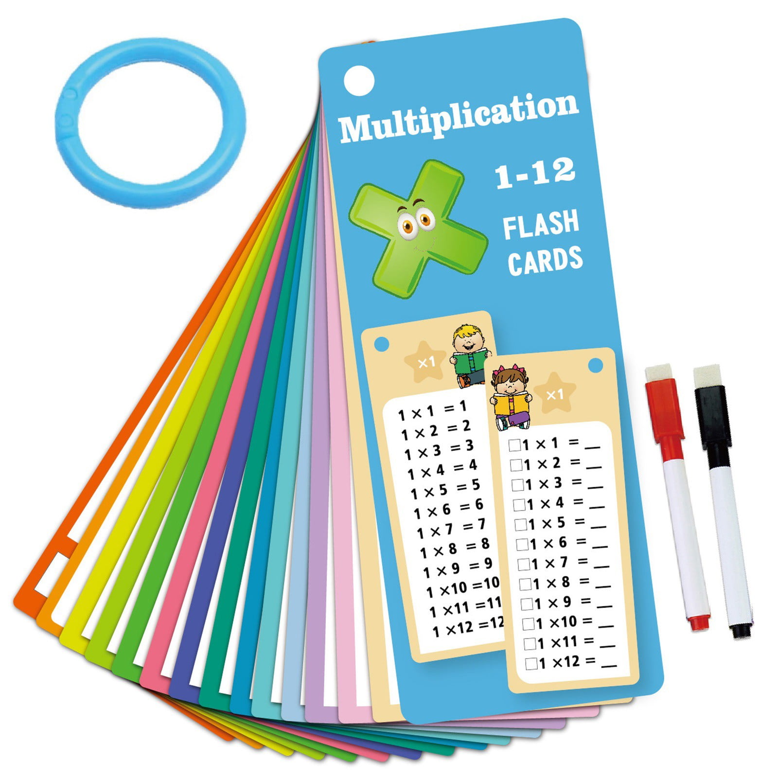 15 Piece Reusable Math Multiplication Flashcards Erasable Durable ...