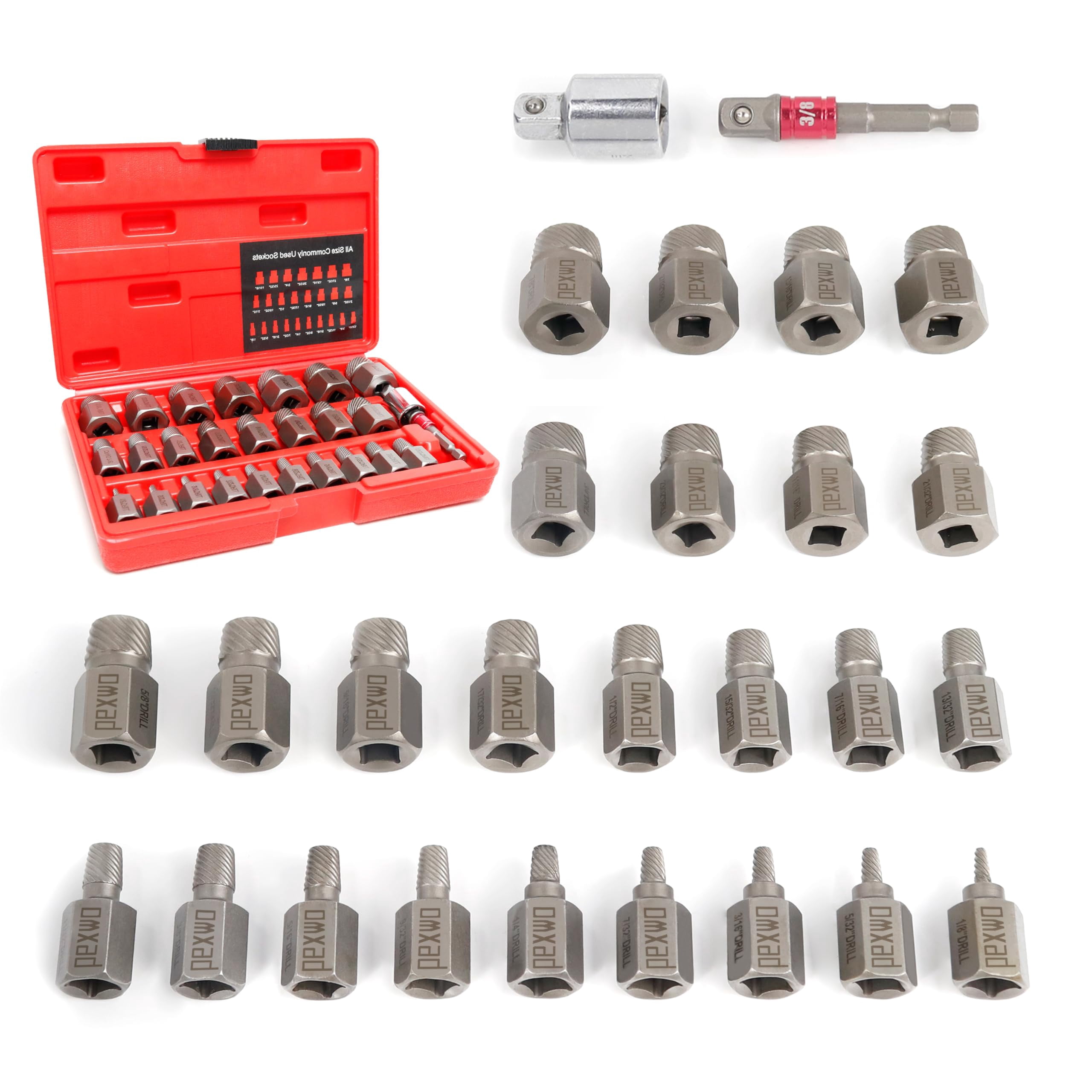 15-Piece Screw Extractor Set, 1/8" to 19/64" Diameter, Damaged Screw ...