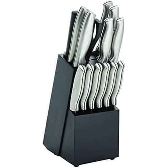 15-Piece Stamped Stainless Steel Knife Block Set, High-Carbon Stainless ...