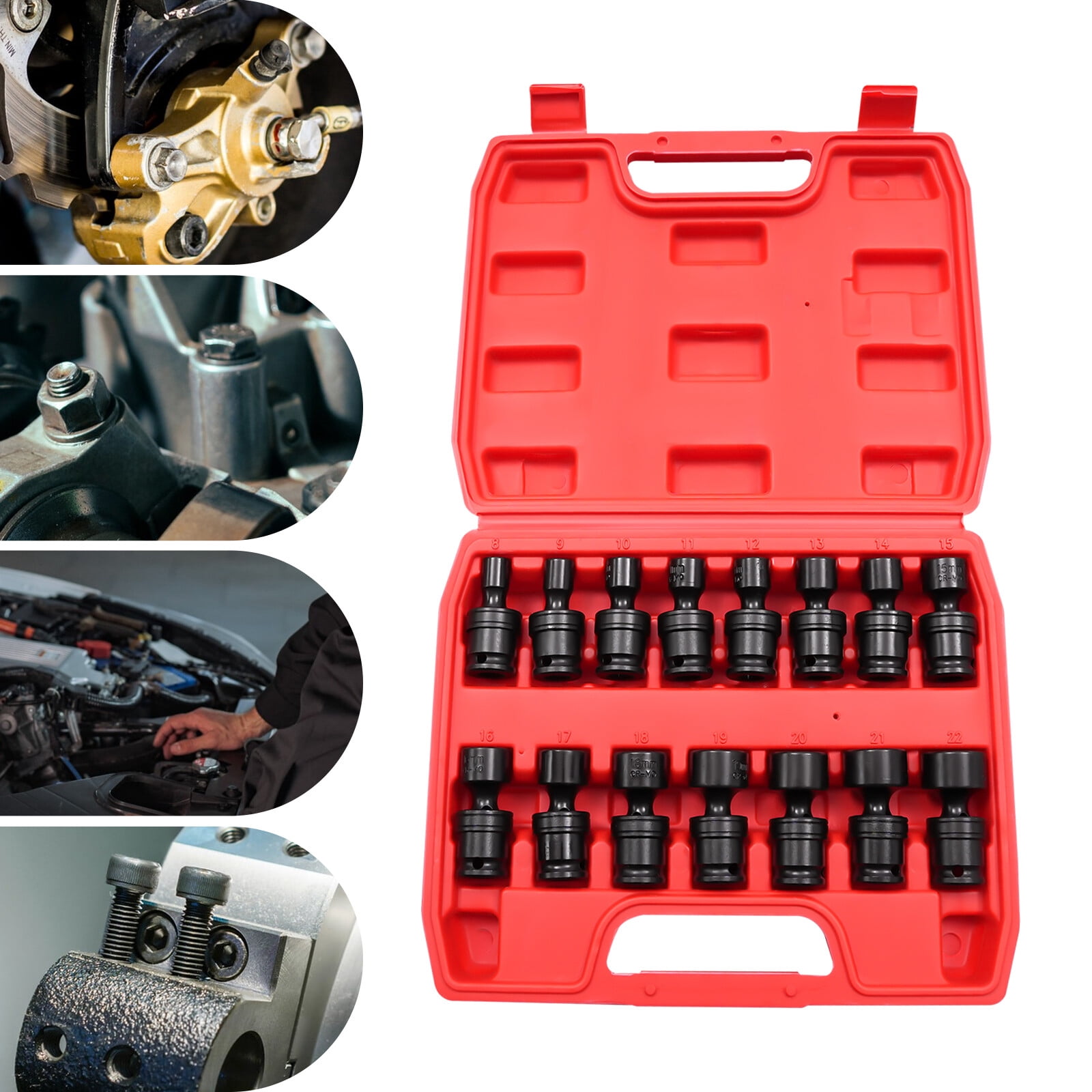 15-Piece Universal Joint Socket Swivel Socket Kit For 3/8 Inch Wrench ...