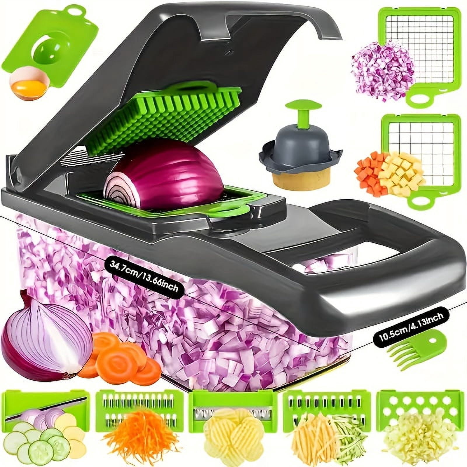 15-Piece Vegetable Chopper Set - Multi-Blade Slicer, Grater & Mincer ...