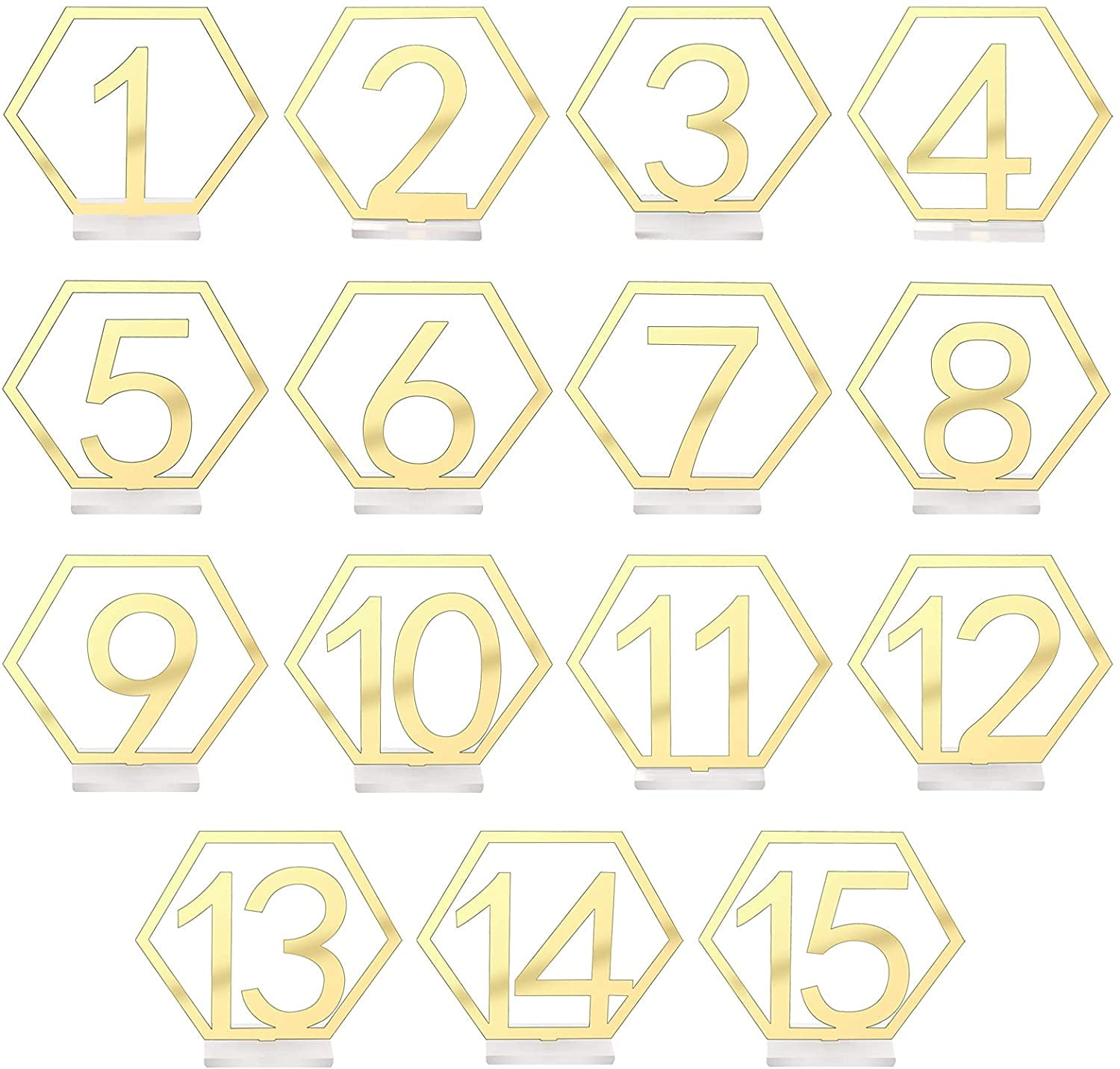 15 Pieces 1-15 Wedding Acrylic Cut-out Table Numbers with Stand Holders ...