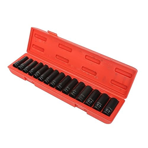 15 Pieces 1/2 Inch Impact Socket Set,6 Point Metric(10 11 12 13 14 15 ...