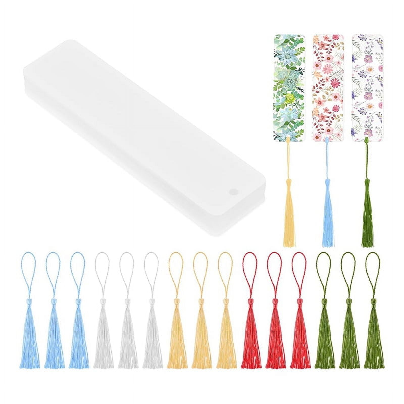 15 Pieces Blank Clear Acrylic Bookmarks with Hanging String, String ...
