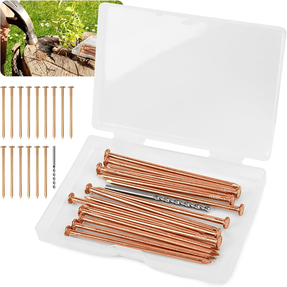 15 Pieces Copper Nails for Killing Tree Stump , 3.15 Inch with Drill ...