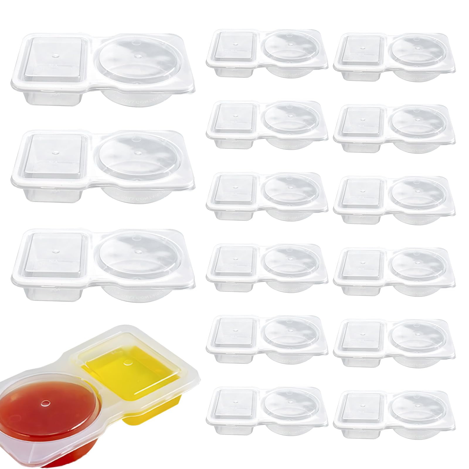 15 Pieces Double Compartment Condiment Container with Lids Snack Pack ...