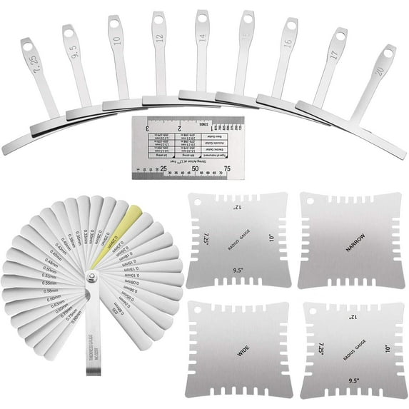 15 Pieces Guitar Luthier Tools Set Including Radius Gauge String Action ...