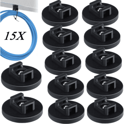 15 Pieces Magnetic Cable Clips Zip Tie Mount Base Black Magnetic Wire ...