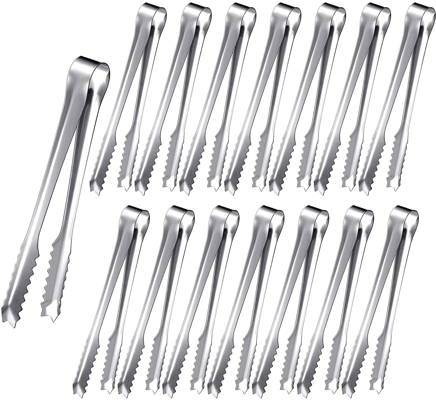 15 Pieces Mini Ice Tong Stainless Steel Appetizers Tongs Small Serving ...