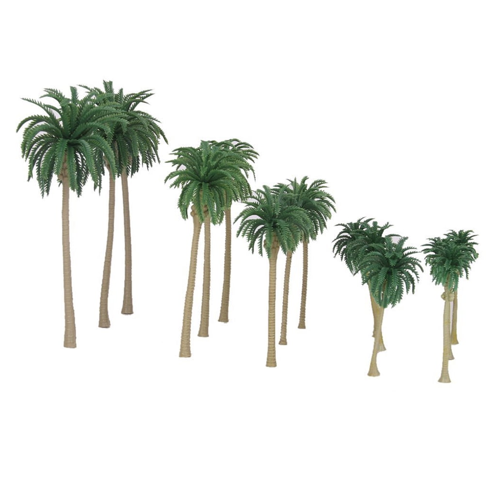 15 Pieces Miniature Coconut Palm Trees Plastic Scale Model Tree ...