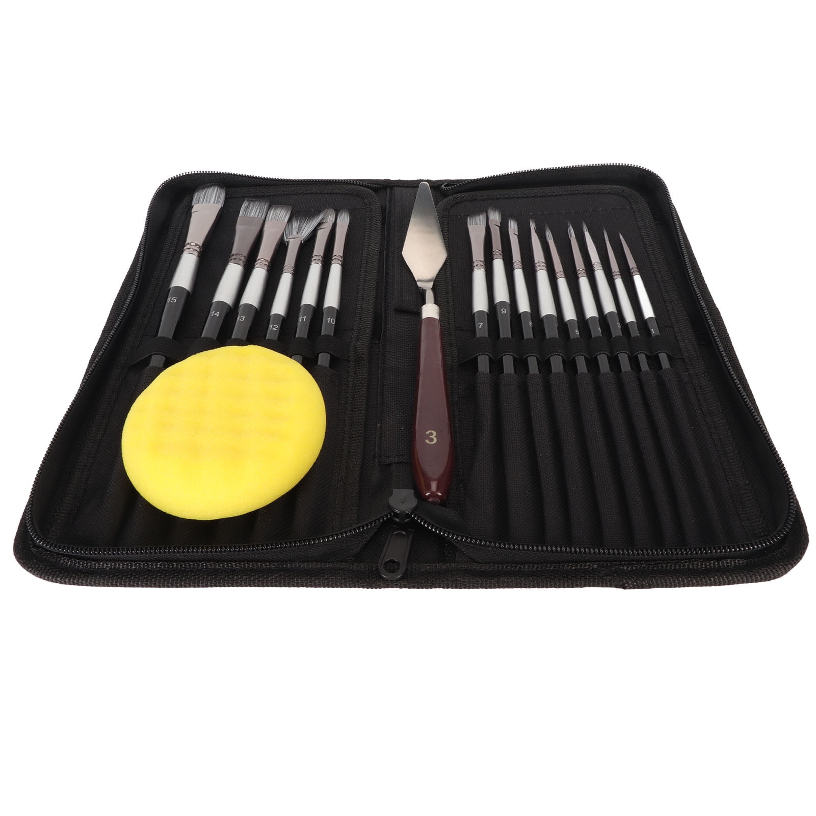 15 Pieces Paint Brush Set, Comfortable Grip, Neat Brush Stroke ...