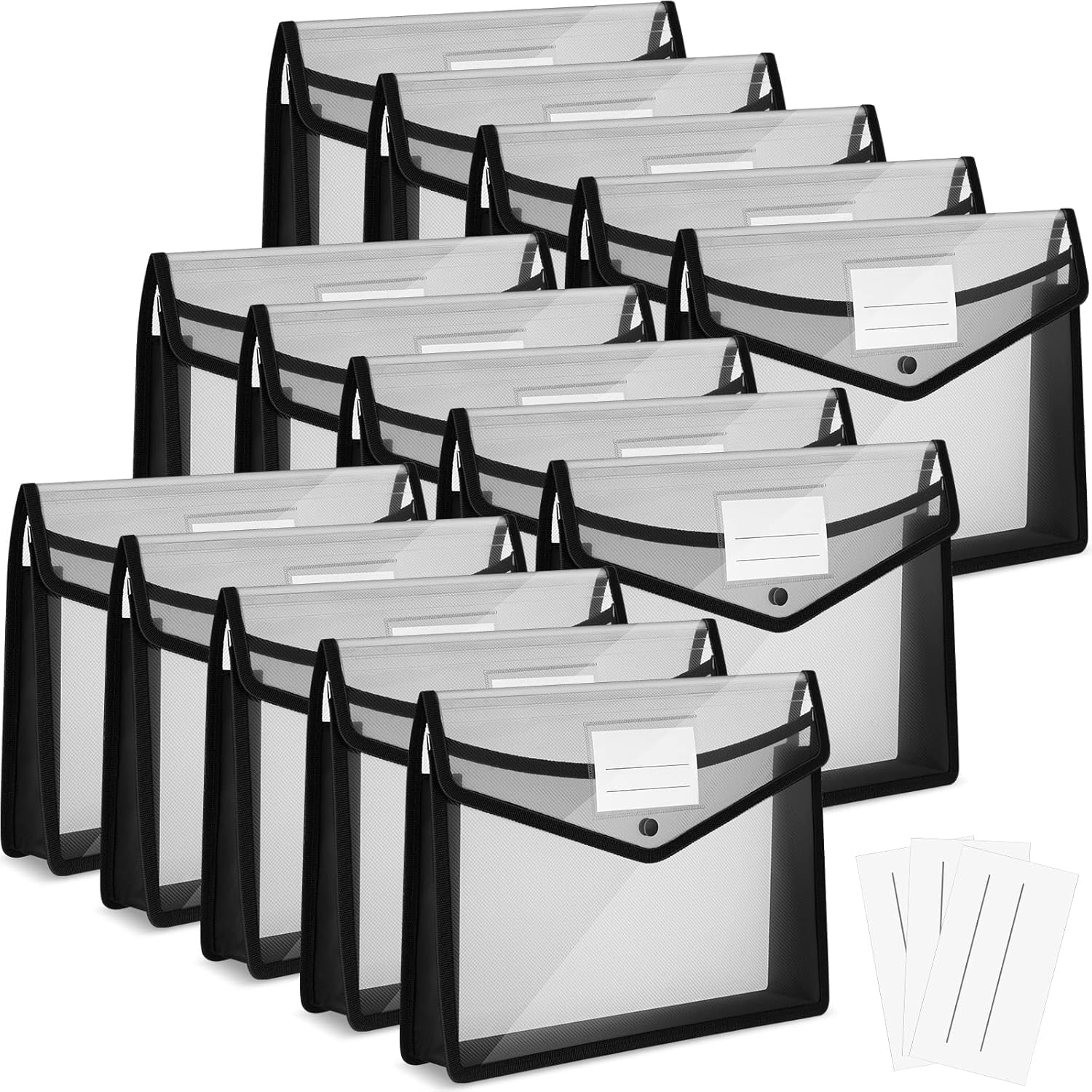 15 Pieces Plastic File Folders Envelope Expanding File Wallet Document ...